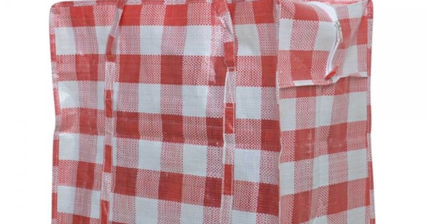 Sacosa Rafie cu Fermoar, 38x43 cm, Culoare Rosu/Alb, Sacose Rafie cu ...