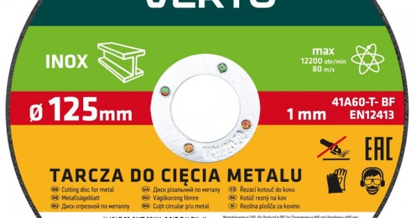 Disc Taiere Metal Verto, 125x1 mm, Prindere 22.2 mm, pentru Flex, Disc de Taiere Metal, Disc ...