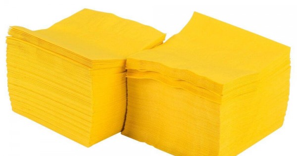 Servetele Galbene din Hartie FLUFFY, 150 Buc/Set, 33x33 cm, 2 Straturi ...