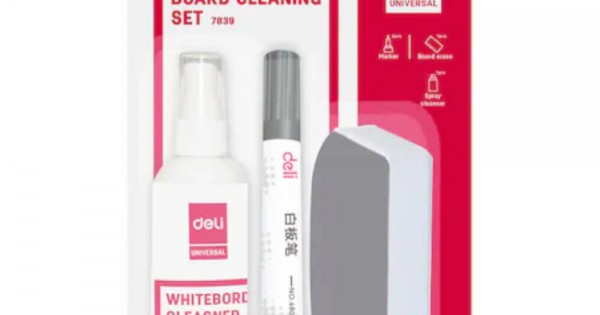 Kit Whiteboard DELI Universal, Solutie de Curatare de 100 ml, Marker cu ...