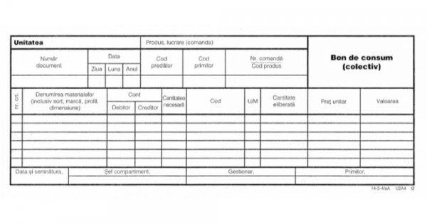 Bon de Consum Colectiv 1/3 A4, 100 File/Carnet - Formulare Tipizate ...
