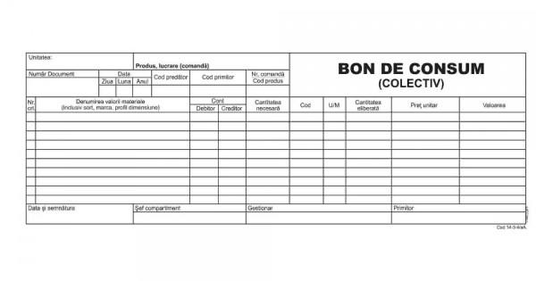 Bon de Consum Colectiv, Format 1/2 A4, 100 File/Carnet, Bonuri de ...