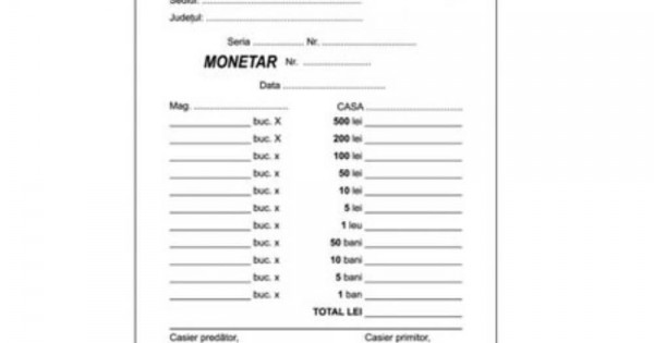 Monetar A6, 100 File/Carnet - Formular Inventar Tipizat - Brandpaper ...