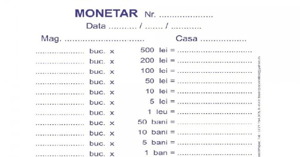 Monetare Personalizate A6 in 2 Exemplare, 50 Carnete/Set, Tipar 1+1 ...