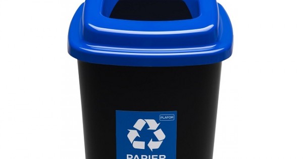 Cos plastic reciclare selectiva, capacitate 28l, PLAFOR Sort - negru cu ...